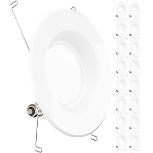 Sunco Lighting 16 Pack Retrofit LED Recessed Lighting 6 Inch, 6000K Daylight Deluxe, Dimmable Can Lights, Smooth Trim, 13W=75W, 965 LM, Damp Rated - UL Listed