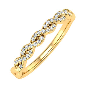 1/10 Carat Twisted Diamond Wedding Band Ring in 10k Yellow Gold (Ring Size 11)