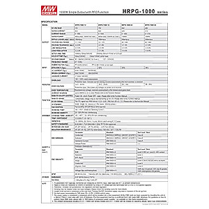Mean Well HRPG-1000-12 HRPG-1000-15 HRPG-1000-24 HRPG-1000-48 1000W Single Output with PFC Function Power Supply (HRPG-1000-24)