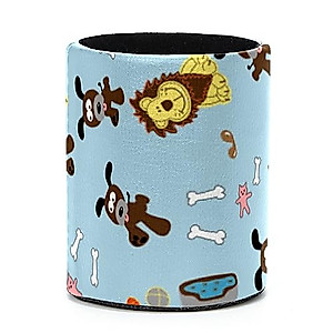 Large Capacity Round Pen Holder for Desk Cartoon Mini Animals Pencil Cup Organizer for Office, Classroom, Home, PU Leather Makeup Brush Holders