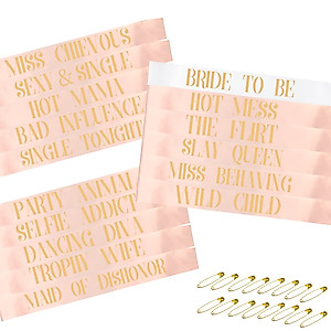 16 Pack Bachelorette Party Bride to Be Sash- Unique Bride Bridesmaid Sashes for Bachelorette Party (Rose Gold And White)