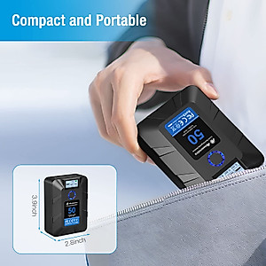 Powerextra V Mount Battery V Lock Battery 50Wh with LCD Screen D-Tap USB-A USB-C Ports Compatible with Broadcast Video Camcorder Sony HDCAM XDCAM Digital Cinema Cameras