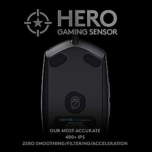 Logitech G PRO Hero Wired Gaming Mouse, 12000 DPI, RGB Lightning, Ultra Lightweight, 6 Programmable Buttons, On-Board Memory, Compatible with PC/Mac - Black