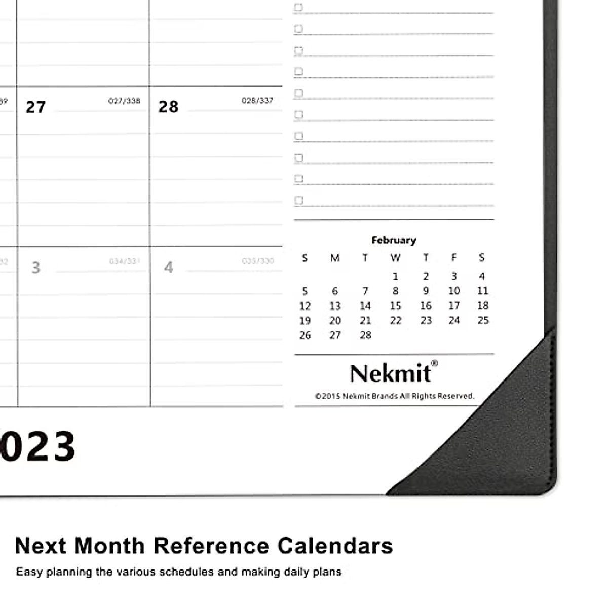 Nekmit Large Desk Calendar 2023 with Black Desk Pad, Desk Blotter Calendar 22"x17", Runs From Now - Jun 2024 with TO-DO and NOTES List