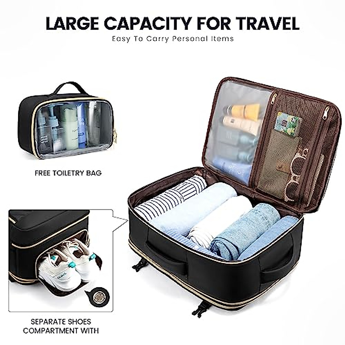 LOVEVOOK Travel Backpack,Carry On Backpack Flight Approved with Toiletry Bag,Expandable Large Laptop Backpack Women Waterproof Backpack Fit 17.3 Inch with USB Charging Port Shoes Compartment