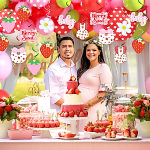 Strawberry Baby Shower Party Hanging Swirls Decorations, Strawberry Theme 1st Birthday Ceiling Streamers, Summer Fruit A Berry Sweet Baby is on the Way Baby Shower Mom to Be Girls First Birthday Party