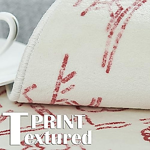 jinchan Area Rug 8x10 Persian Rug Washable Boho Living Room Rug Floral Print Large Rug Indoor Soft Distressed Carpet Thin Rug Bedroom Dining Room Office Farmhouse Red On Cream