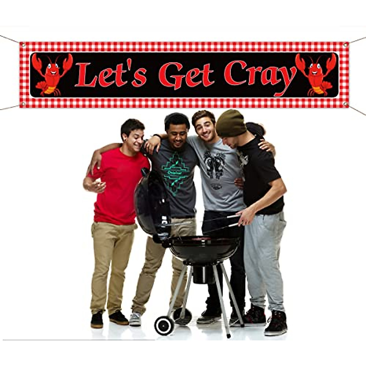 Nepnuser Crawfish Party Decorations Let's Get Cray Fence Banner Lobster Boil Themed Birthday Party Supply Front Yard Garden Sign