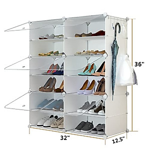 HOMICKER Shoe Rack Organizer, 24 Pair Shoe Storage Cabinet with Door Expandable Plastic Shoe Shelves for Closet,Entryway,Hallway,Bedroom,6 Tier