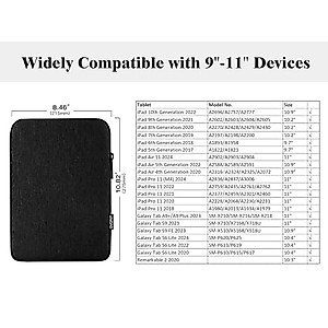 TiMOVO 9-11" Tablet Sleeve Bag for iPad 10th Gen. 10.9",iPad 9th/8th/7th Gen. 10.2",iPad Air 11/Air 5th/4th Gen. 10.9",Galaxy Tab A9+/A9 Plus 11",Protective Bag Fit Smart Keyboard, Black