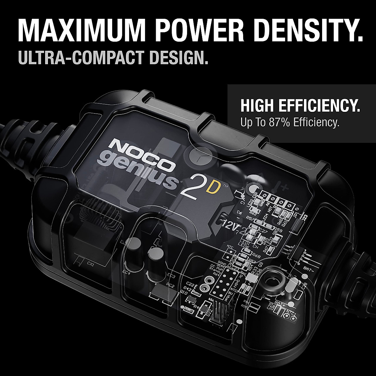 NOCO GENIUS2D, 2A Direct-Mount Onboard Car Battery Charger, 12V Automotive Charger, Battery Maintainer, Trickle Charger, Float Charger and Desulfator for Marine, ATV, Truck and Deep Cycle Batteries
