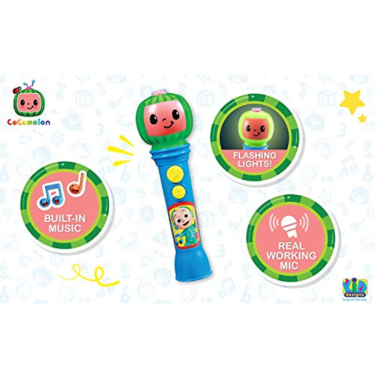 Cocomelon Toy Microphone for Kids, Musical Toy for Toddlers with Built-in Cocomelon Songs, Kids Microphone Designed For Fans of Cocomelon Toys and Gifts