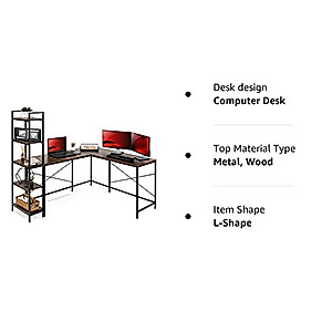 Best Choice Products L-Shaped Corner Computer Desk, Large Study Workstation Furniture w/Multifunctional 5-Tier Open Storage Bookshelves, Custom Setup for Home, Office - Brown/Black
