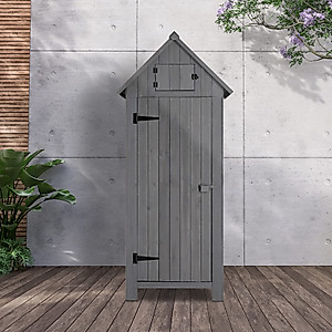 CIPACHO Outdoor Storage Shed,Waterproof Garden Tool Shed Storage House with Shelves and Latch,Outside Wooden Shed Closet for Yard, Patio,Lawn (Gray)