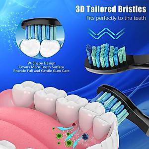 10 Pack Toothbrush Replacement Heads Compatible with Fairywill FW-507/508/515/551/917/959/2011, FW-D1/FW-D3/FW-D7/FW-D8, Most SG Series, HP126A, TB-5 Medium Soft Bristles Brush