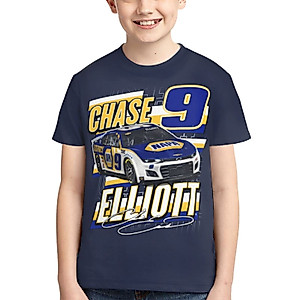ASFRSH Chase Elliott 9 Shirt for Teen Girl & Boy Printing Short Sleeve Tee Athletic Classic Shirt Crewneck T-Shirt