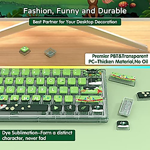 120 Key PBT Pudding Keycap Set ASA Profile with Transluscent PC Layer Dye-Sub Jungle Theme for 61/68/84/98/100/104Key TKL Cherry MX Gateron Kailh Cross Type Switch ANSI Mechanical Keyboard DIY(Green)