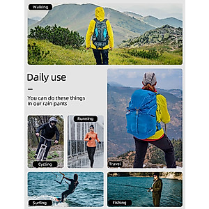 iCreek Women's Rain Pants Waterproof Hiking Pants Windproof Lightweight Over Pants Work Rain Outdoor for Golf, Fishing (Grey, Medium/31 Inseam)