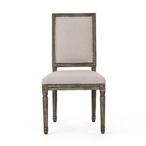 Christopher Knight Home Ledger Traditional Fabric Dining Chairs, 2-Pcs Set, Wheat / Dark Brown