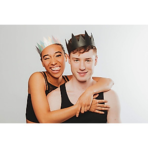 Iridescent Rainbow Silver Crown Hat - Prince Princess King Queen Crown - Fully Adjustable