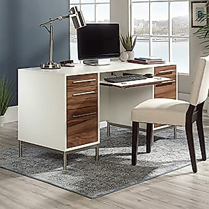 Sauder® Vista Key 60"W Executive Desk, Pearl Oak/Blaze Acacia