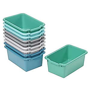 ECR4Kids Scoop Front Storage Bins, Multipurpose Organization, Contemporary, 10-Piece