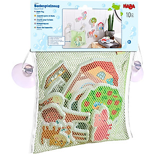 HABA Farm Puzzle in Net - 10 Piece Bath Toy with Suction Cup Storage Net