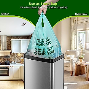 AYOTEE Shopping Bags for Small Business, Thank You Bags Bulk 50 Count Green Reusable Grocery Bags, T Shirt Bags with Handles, Standard Supermarket Size (12"x6.5"x22") Restaurants,Grocery Store