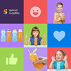 Special Supplies Honey Bear Straw Cup For Babies, 4-Pack, Fun Animal-Shaped Baby Led Weaning Training Drink for Straw Training and Weaning
