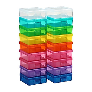 novelinks Small Plastic Storage Box Containers with Latching Lids - Craft Organizers and Storage Stackable Lego Storage Organizer Pencil Box Crayon Box (18 Pack Small -Color)