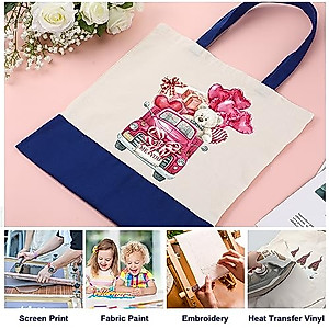 Roowest 60 Pcs Employee Appreciation Gifts Cotton Canvas Tote Bags Bulk Reusable Grocery Shopping Cloth Bags for Womens DIY(Blue and White)
