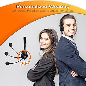 Telephone Headset with Microphone Noise Cancelling 2.5mm Jack, Ultra Light Binaural Wired Phone Headset Compatible with Panasonic AT&T Polycom Cisco SPA Grandstream Uniden Gigaset Zultys Desk Phone