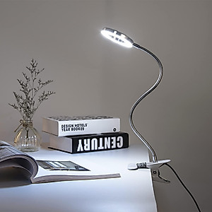 Magnifying Glass with Light and Stand, Desk Lamp LED Light with USB Powered,Adjustable Flexible Gooseneck,Clip on Desktop & Bed for Reading, Crafts;Studio for Daily Hobbies Repairing.