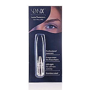 Sensica ‘Lumi’ Tweezers with Light - Precision Slant Tip Eyebrow Tweezers for Women with Finest Point Grip for Professional Results - Accurate, Durable, Hygienic