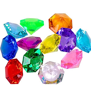 jollylife 36PCS Acrylic Diamond Gems Jewels Pirate Treasure Chest Hunt Party Favors 25 Carat