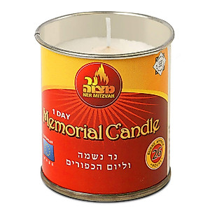 Ner Mitzvah 1 Day Yartzeit Candle - 12 Pack - 24 Hour Kosher Yahrtzeit Memorial and Yom Kippur Candle in Tin Cup Holder