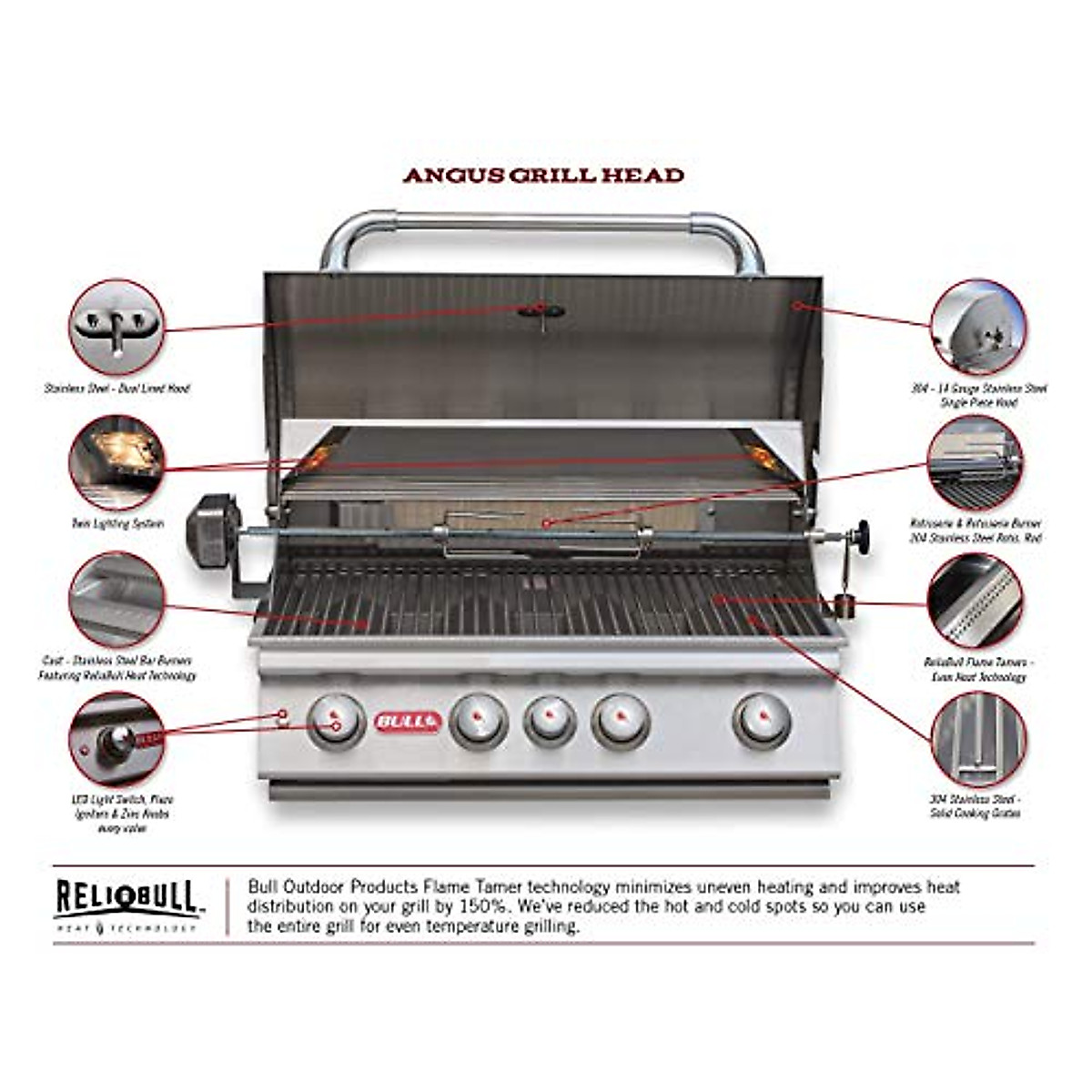 BULL GRILLS The Angus 30" Grill Natural Gas with Single Side Burner, Stainless Steel Sink,Grill Cover, Refrigerator, Door & Drawer Combo with 5 in 1 BBQ Tool Set | FREE Bio-Ethanol Table-top Fire pit