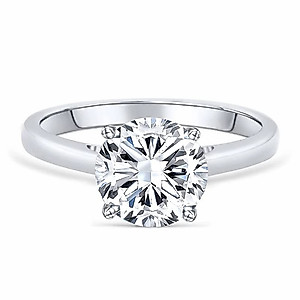 Blocaci Solitaire Engagement Rings for Women 1 Carat Classic Round Moissanite Wedding Rings 925 Sterling Silver 10K 14K 18K Gold Anniversary Promise Rings for Her with Text Engraving (10K Gold)