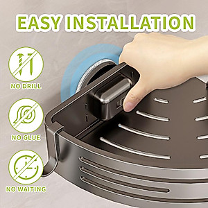 shengtianvdi Shower Caddy Suction Cup, Shower Shelves for Inside Shower, Grey Metal Shower Stroage NO-Drilling Bathroom Shower Organizer, Heavy Duty Shower Holder (Square shaped storage rack)
