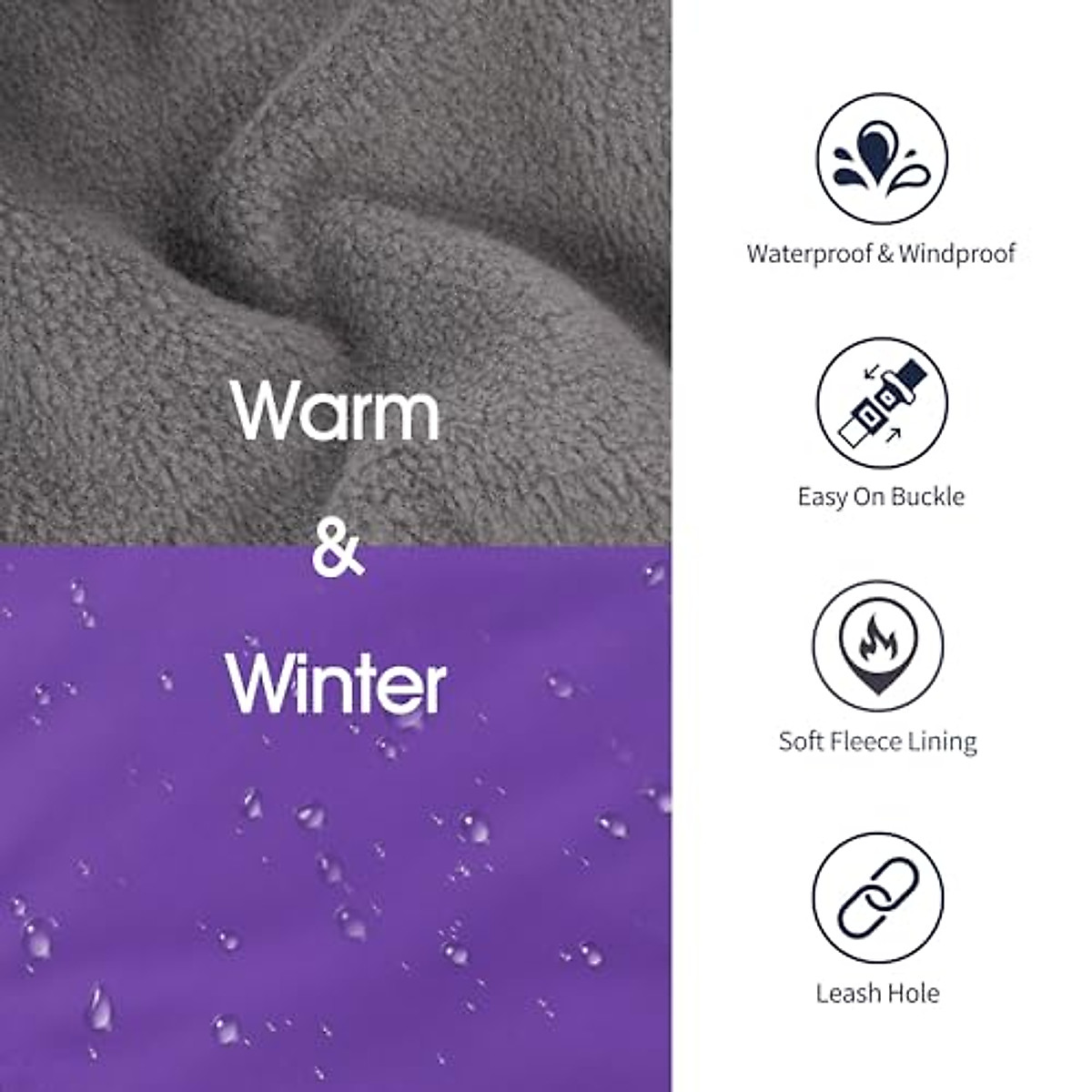 IECOii Extra Warm Dog Coat Reflective Adjustable Dog Jacket Dog Winter Coat with Buckle Fleece Turtleneck Dog Jacket for Cold Weather Soft Winter Coat for Small Medium Extra Large Dogs