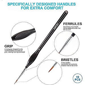 Detail Paint Brush Set - 10PCS Miniature Painting Brushes, Micro Paint Brushes for Fine Detailing & Art Painting - Acrylic, Watercolor, Oil, Model Painting, Warhammer 40k Miniature Figure by AORZOV
