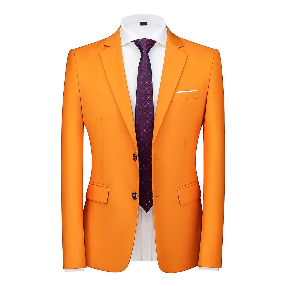 UNINUKOO Men's Suit Slim Fit 2 Button 2 Piece Suits for Men Party Formal Dress Solid Tuxedo Blazer Jacket Pants Set US Size 40 Orange