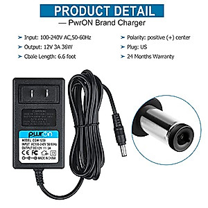 PwrON 12V AC to DC Adapter Replacement for Mamaroo Models Baby Swing Power Cord Compatible with 4moms mamaRoo 4 Infant Seat, 2015 mamaRoo Infant Seat, rockaRoo OH-1048B1203000U/OH-1048B1203000-U