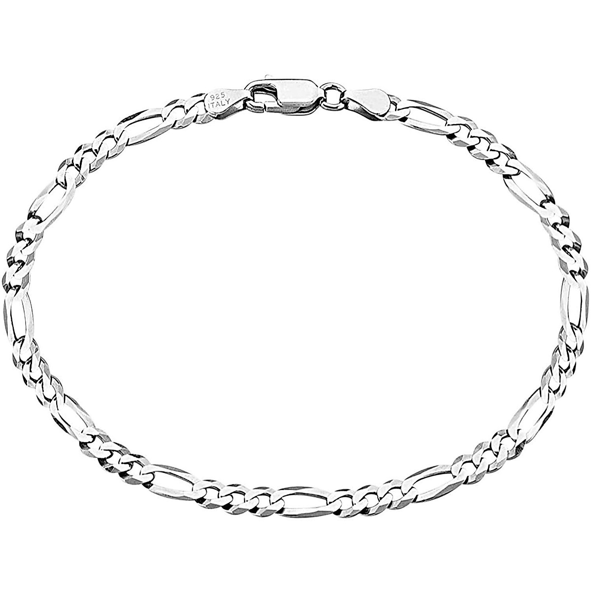 Savlano 925 Sterling Silver Solid Italian Figaro, Rope,Herringbone, Curb, Ball Bead, Snake, Mariner Chain Anklet for Women, Comes in 0.8mm - 5mm With Gift Box (10, Figaro 4mm)