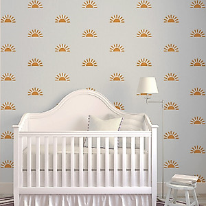 Sunshine Decal 4 Sheets Sun Wall Decal PVC Boho Wall Decals Removable Wall Sun Sticker Graphic Kids Playroom Decor for Nursery Kids Room Home Wall Art Playroom Decor (Half Sun Style)