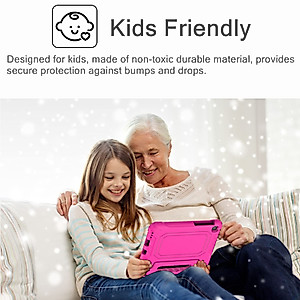 MAISON Kids Case for Samsung Galaxy Tab A9 8.7-inch 2023 SM-X110/X115/X117 & Galaxy Tab A7 Lite 8.7-inch 2021 T220/T225/T227 Shockproof, Built-in Screen Protector Stand Tablet Cover (Hot Pink)