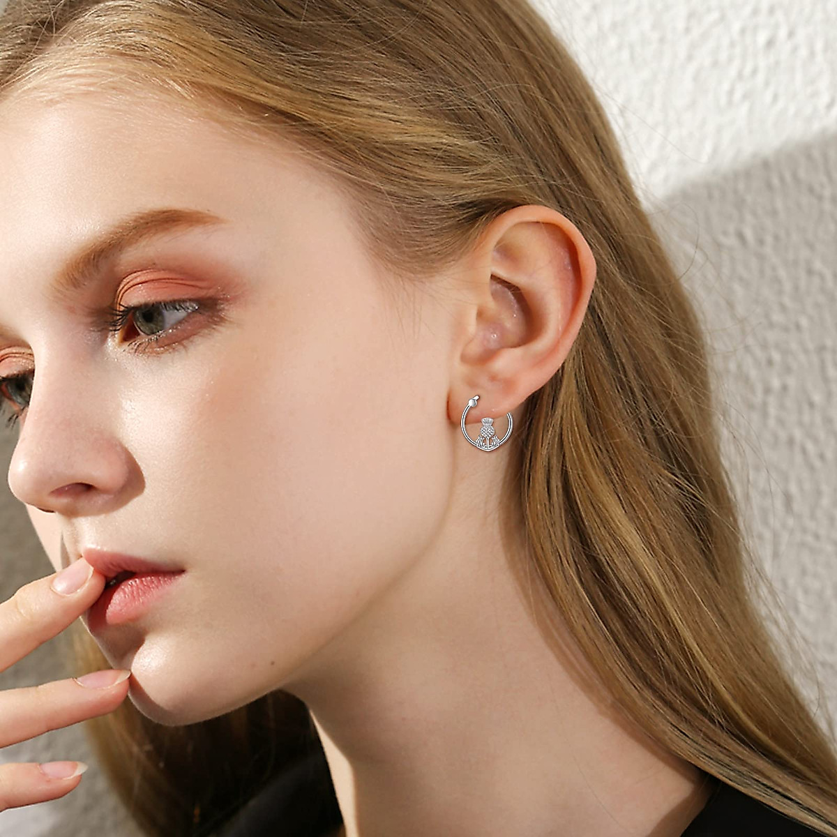 DAYLINLOVE Scottish Thistle Earrings 925 Sterling Silver Scottish Thistle Hoop Earrings for Women Thistle Jewelry Gifts for Women