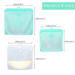 Silicone Food Storage Bags 4-Pack Food Grade Stand Up Reusable Silicone Bags For Storage Freezing Cooking Microwave Meat Fruit Vegetable & More