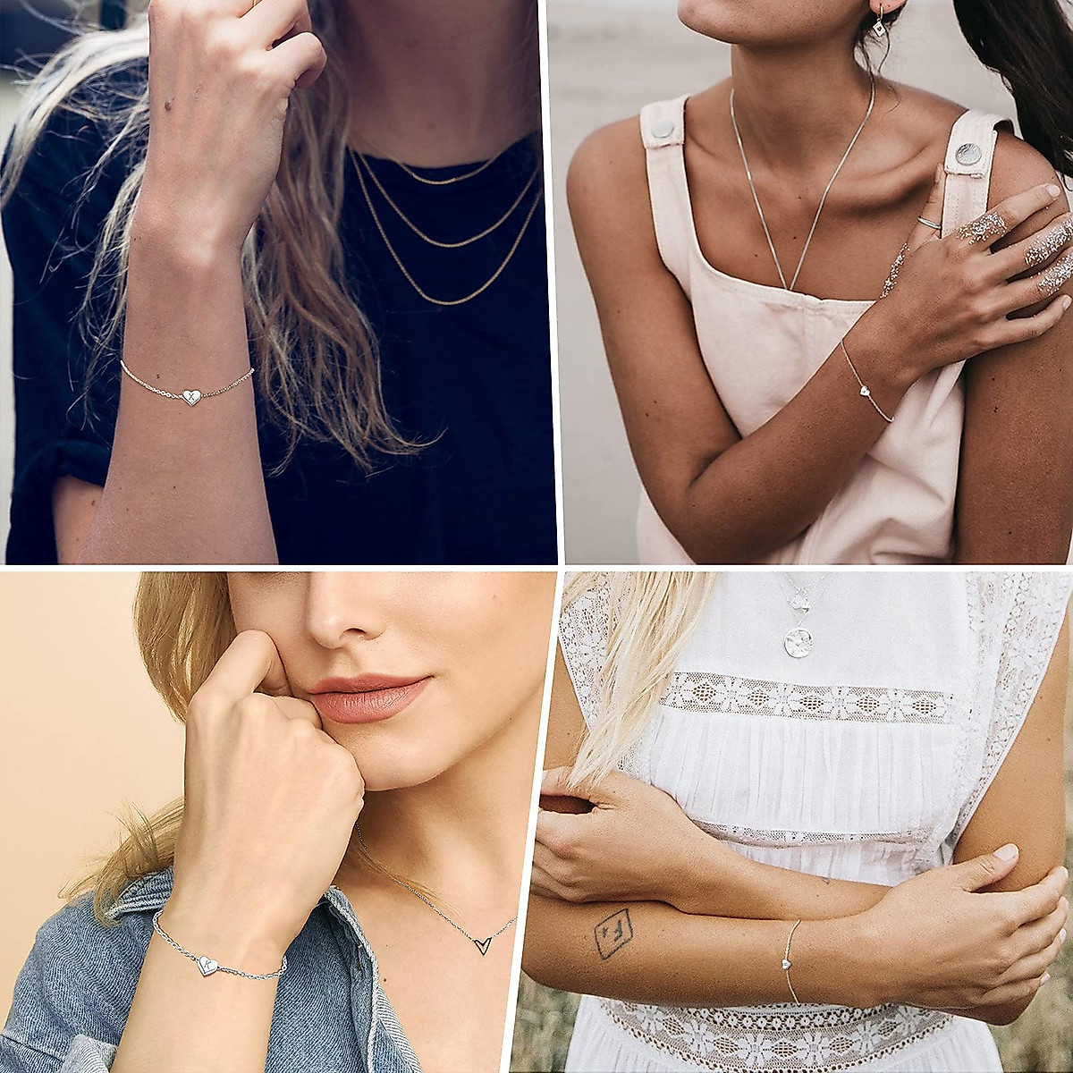 PROSILVER Initial a Heart Silver Charm Bracelet For Women Fashion Braclets Bangle Bracelt Braslet