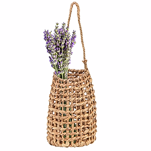 Hiceeden Woven Front Door Basket, Water Hyacinth Hanging Wall Flower Basket, Wall Decor Boho Decoration Veggies Storage Basket for Home, Garden, Pantry, Farmhouse